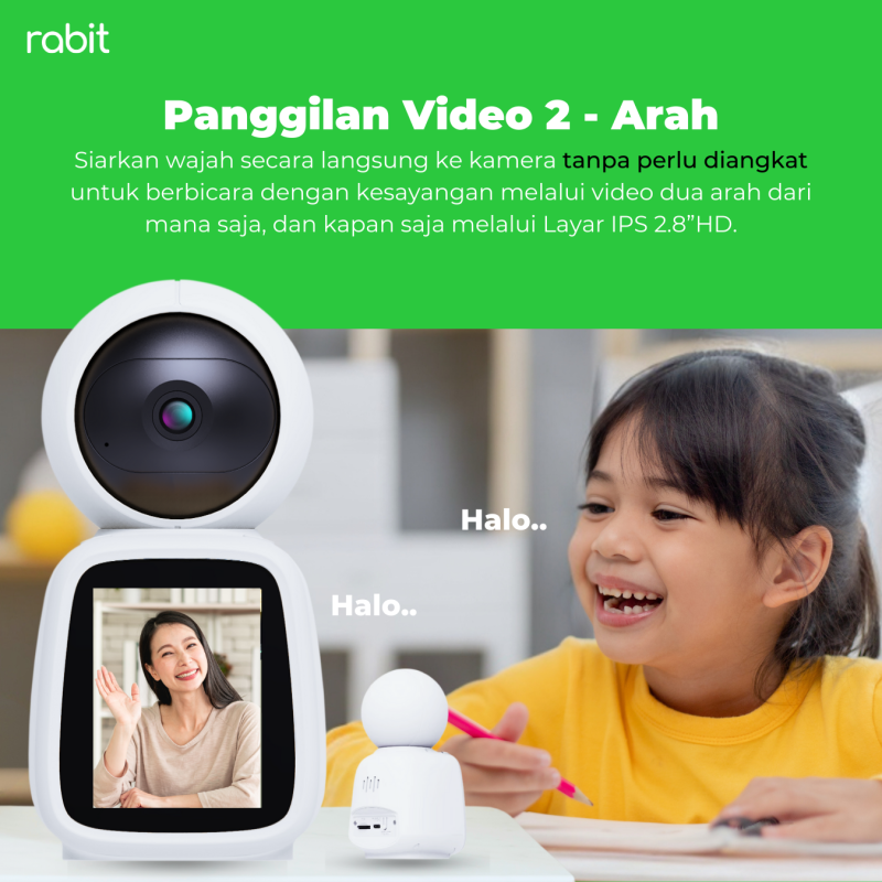 RABIT Smart IP Camera CCTV Indoor PTZ Screen + 2-Way Video Call